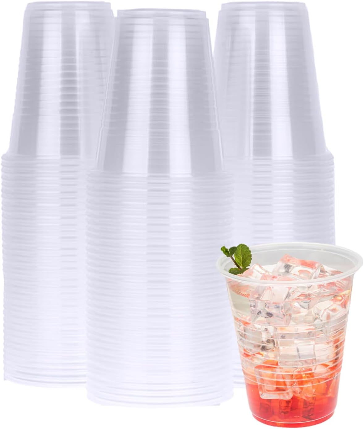 300 pack 12 oz Disposable Plastic Cups, Clear Plastic Cups Bulk ...