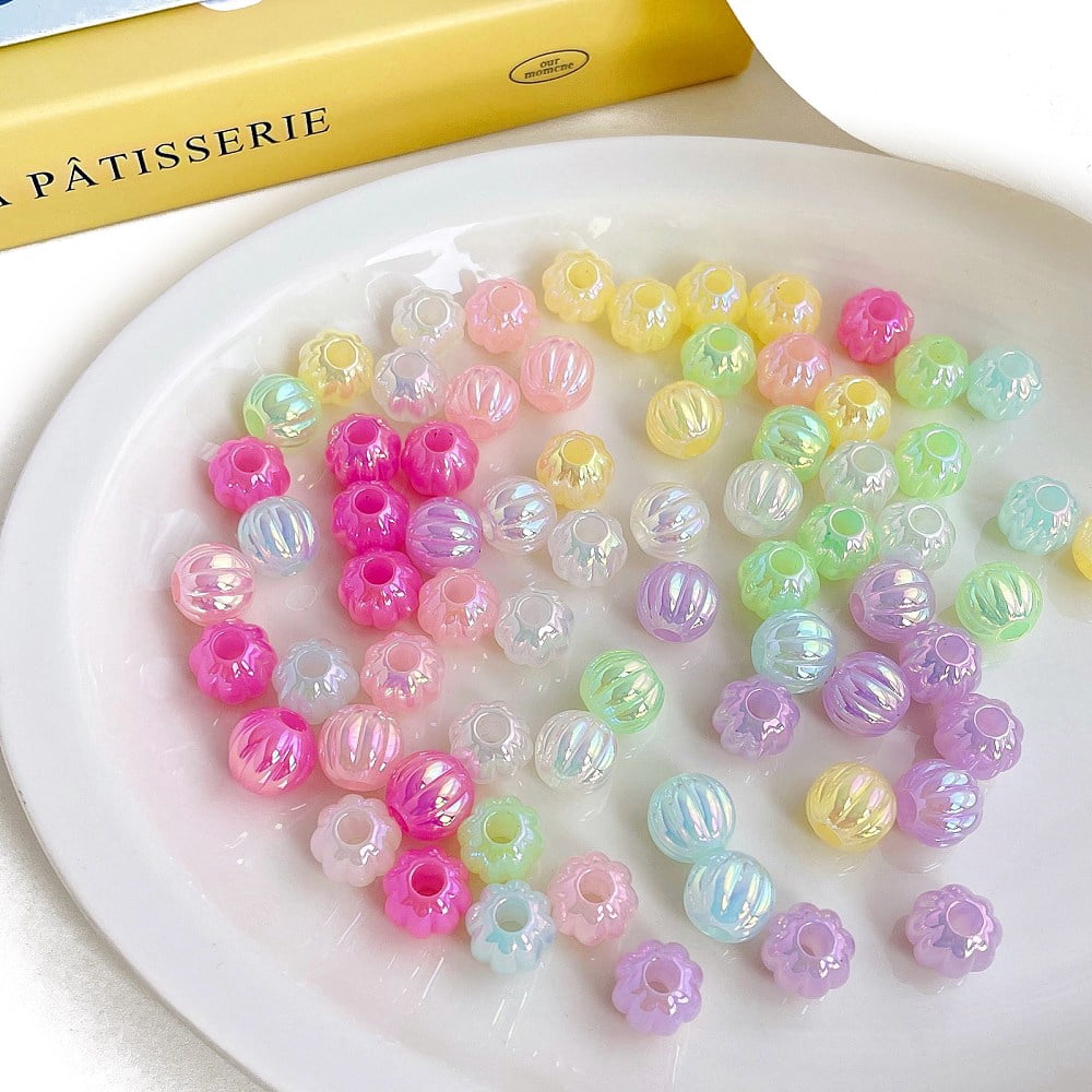 300 pc Opaque Acrylic European Beads Large Hole Beads Imitation Jelly ...