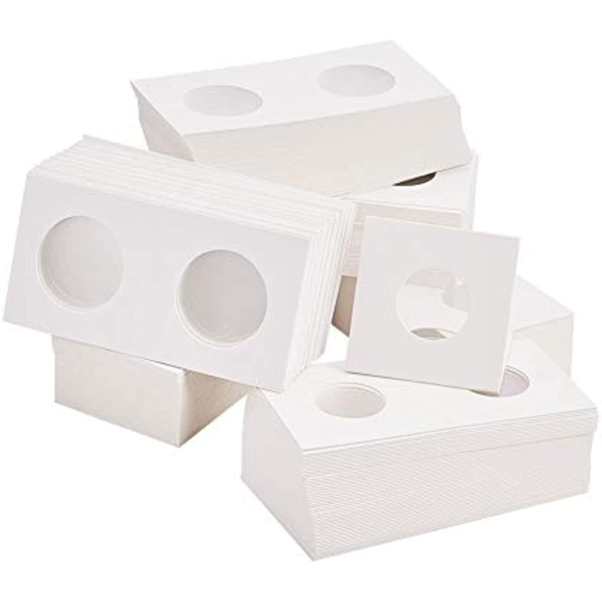 300 pcs 6 Sizes White Cardboard Coin Holder 20 23 25 27 31 40mm Coin ...