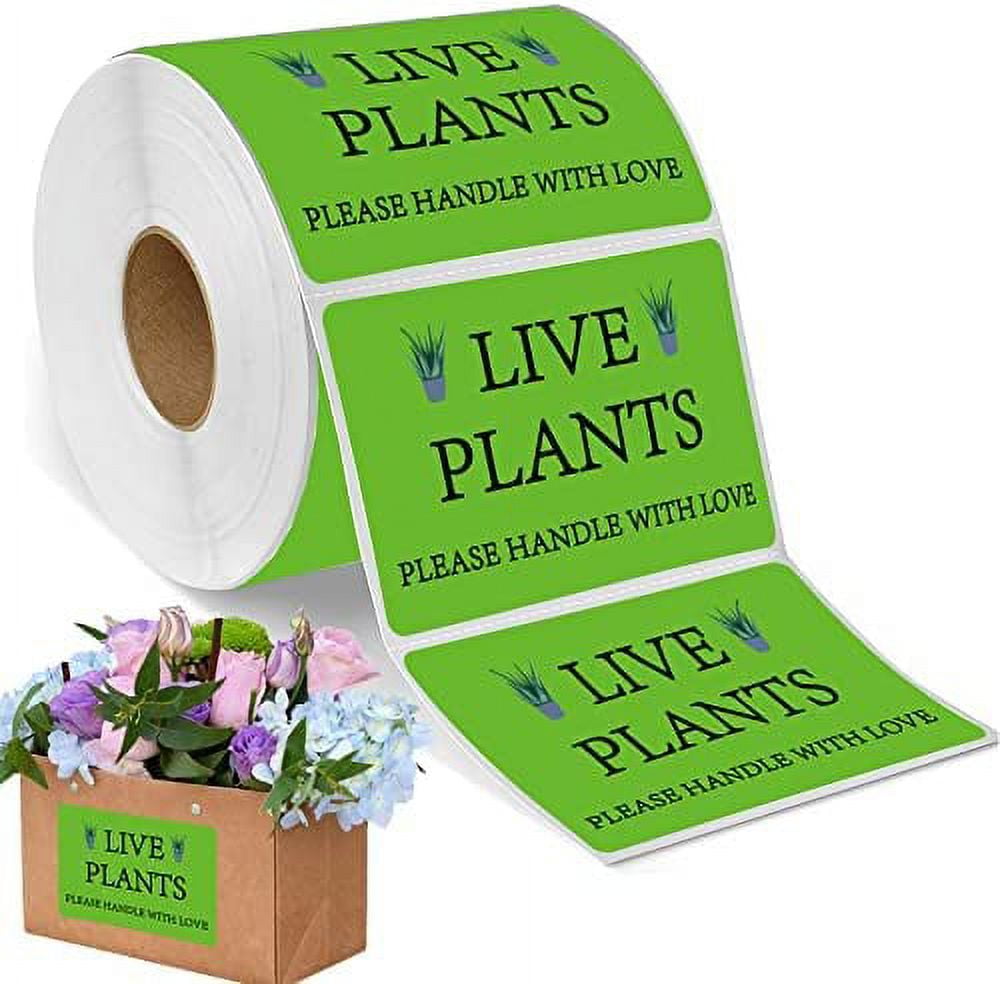 300 pcs Green Live Plants Stickers 2x3 inch Please Handle with Love ...