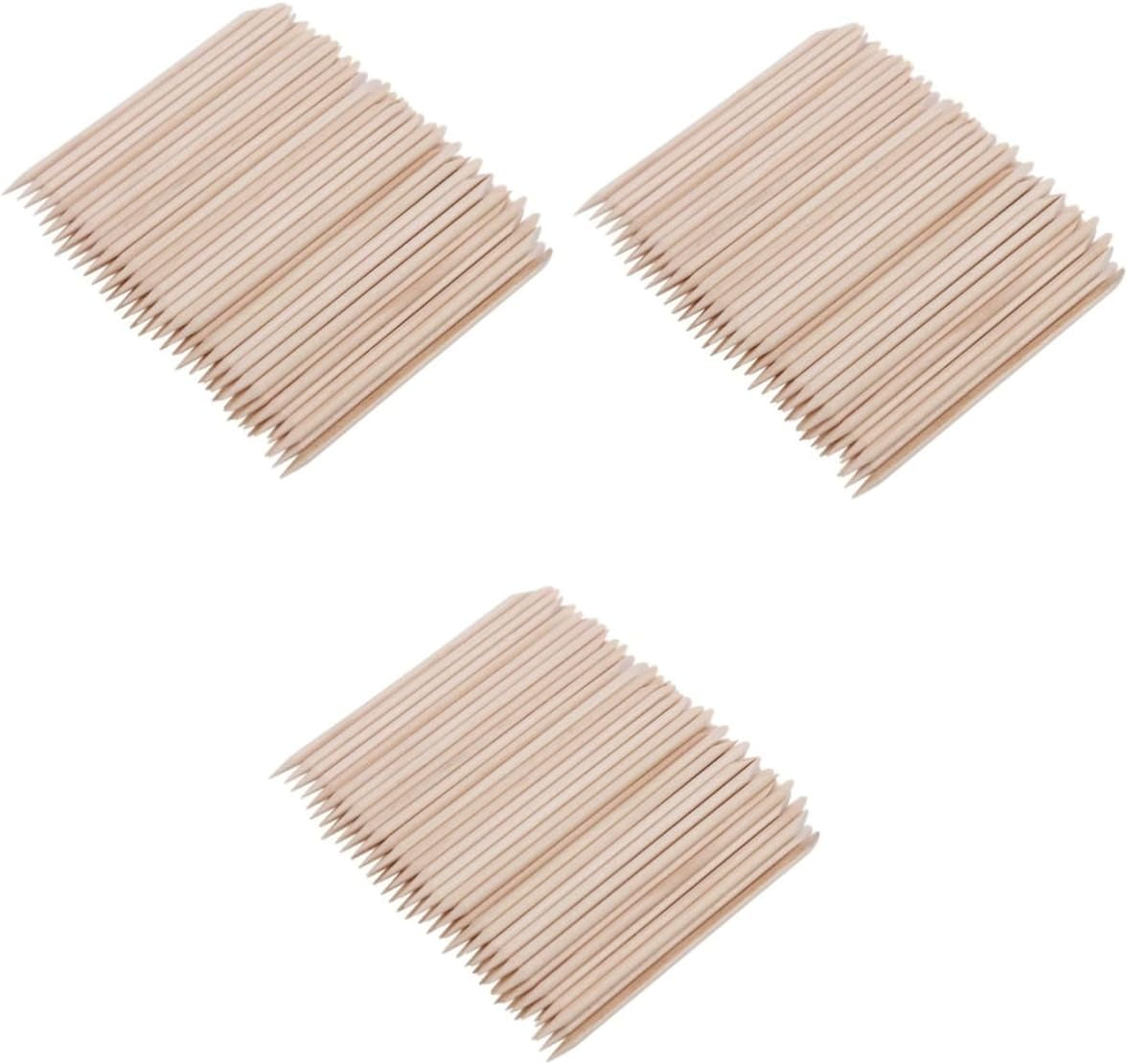 300 pcs Orange Wood Stick Nails 2 end Nail Wooden Sticks Wood Cuticle ...