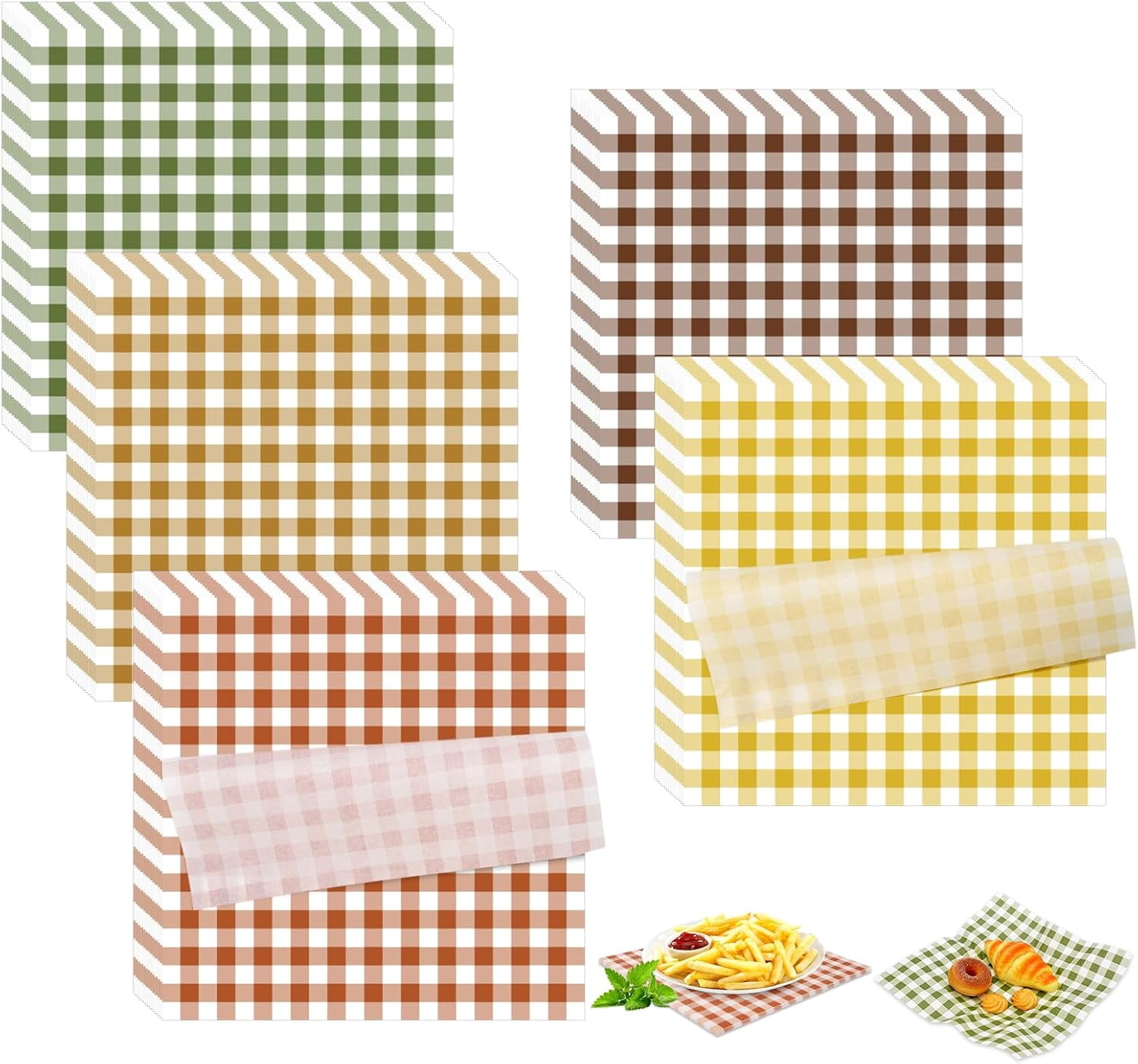 300 Sheets Fall Plaid Wax Paper Greaseproof Waterproof Dry Waxed Deli ...