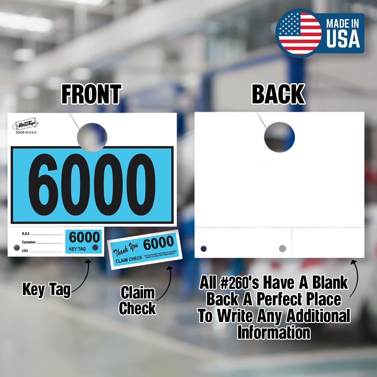 3000 Automotive Service Dispatch Mirror Hang Tags, 3 Part System with ...