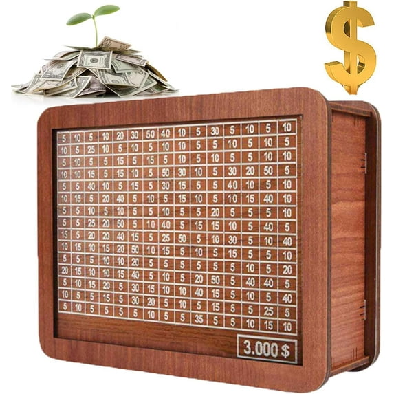 3000 Dollar Cash Vault Wooden Savings Box, Money Saving Box,Wooden ...