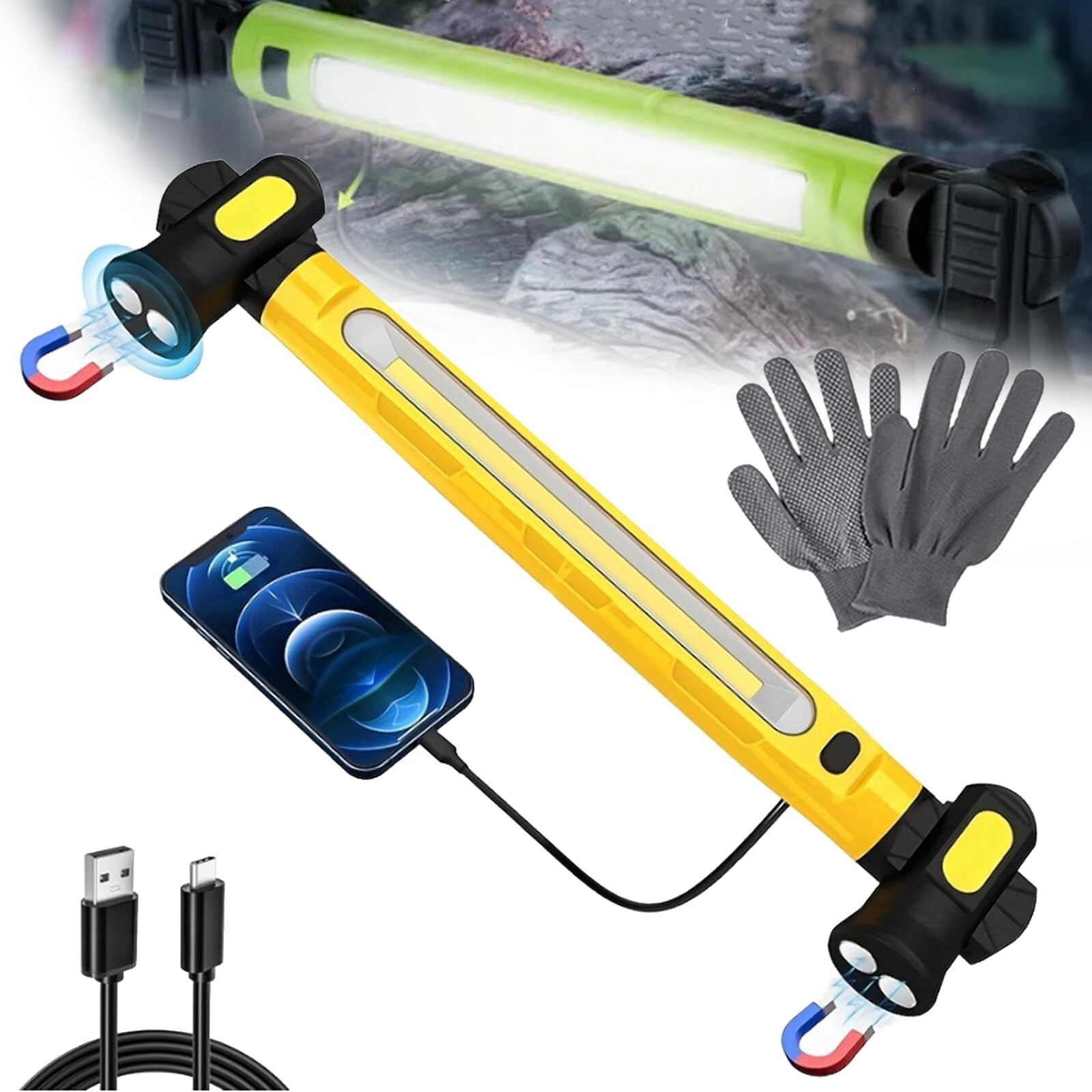 3000 Lumens Rechargeable Work Light, 5200mah Magnetic Under Hood ...