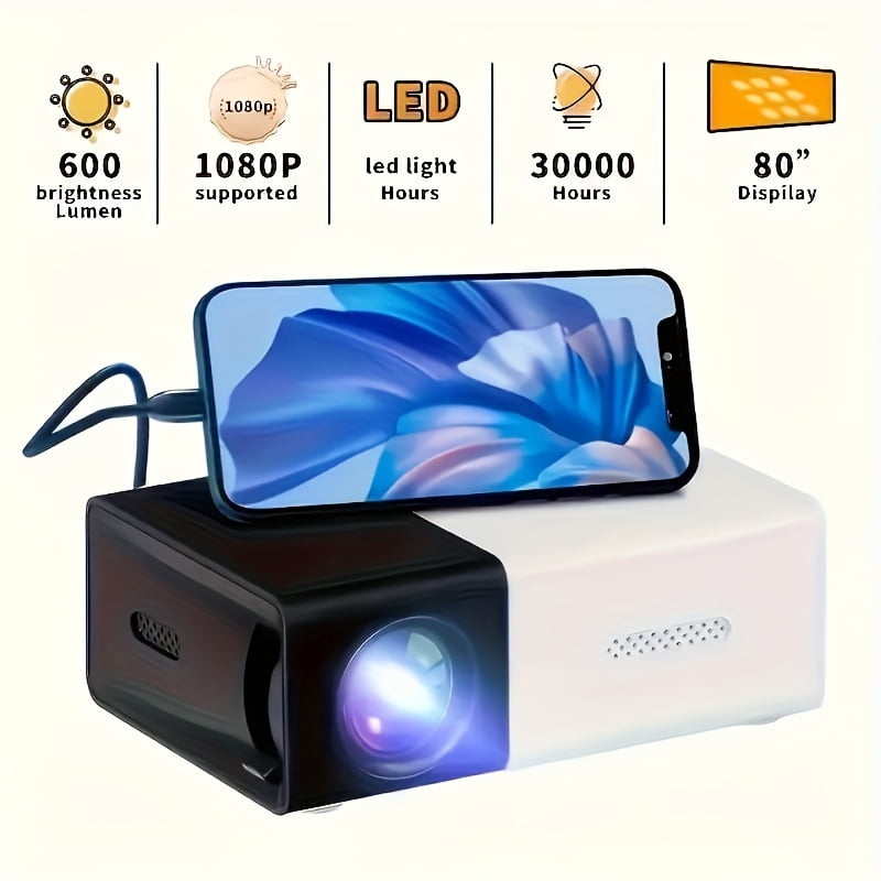 3000+ Lumens Vivid HD Mini Projector - Compact, Portable, 3D Supported ...