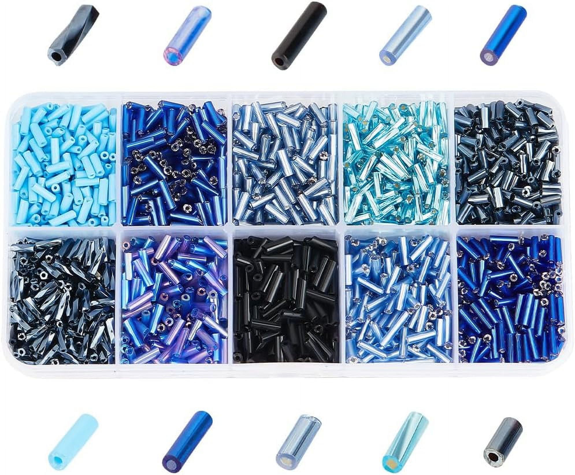 3000 Pcs 10 Colors Glass Bugle Beads Mixed Color Screwy Bugle Beads ...