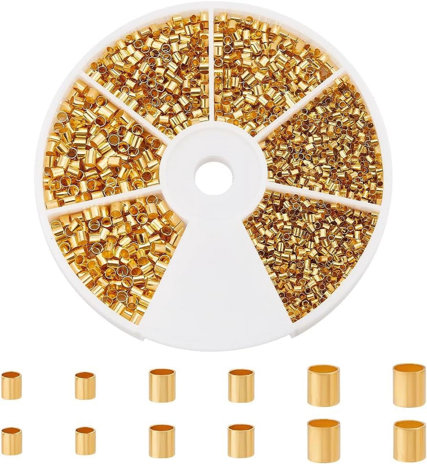 3000 Pcs 3 Sizes Brass Tube Crimp Beads Cord End Caps Diameter 1.5mm ...