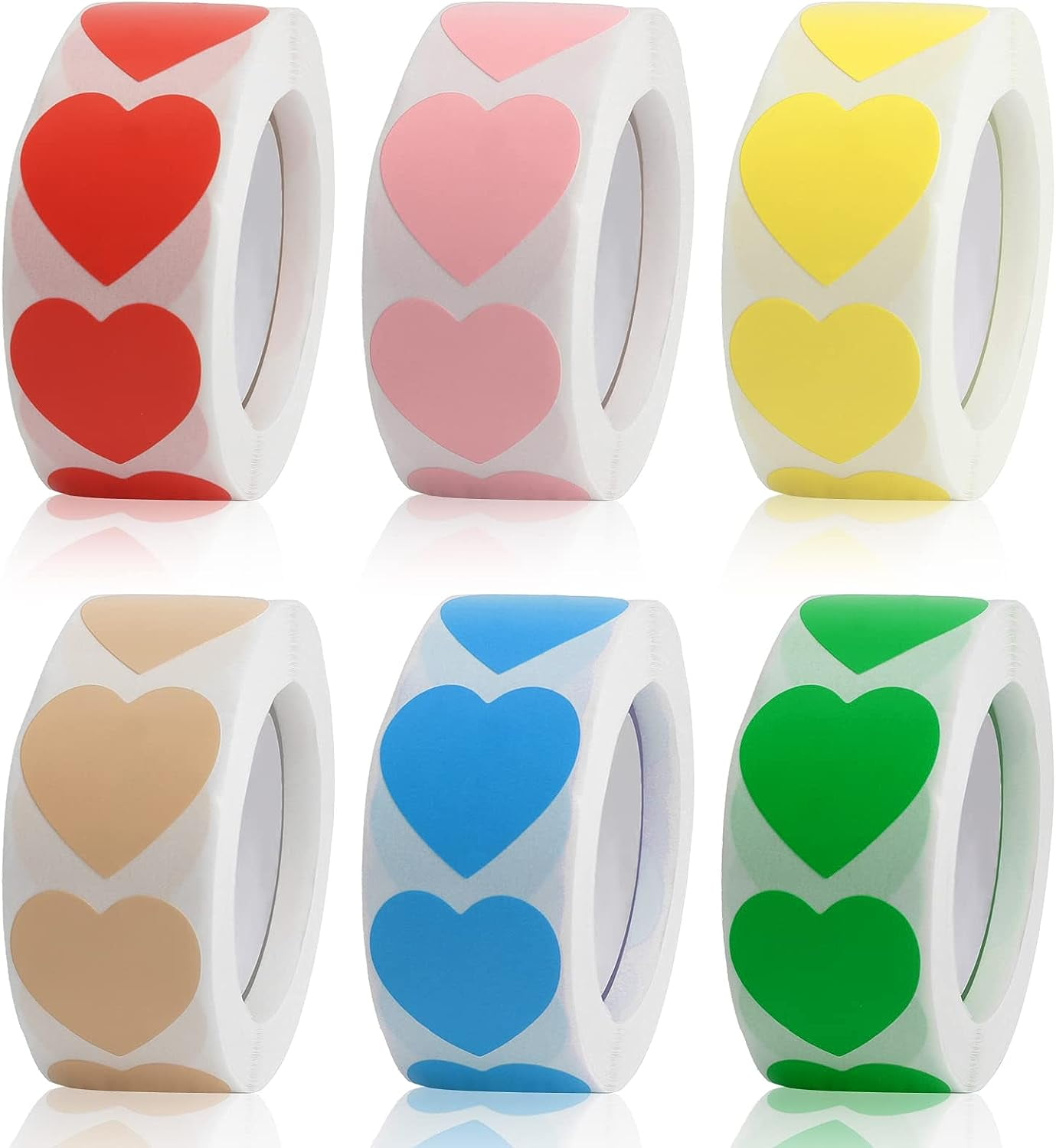 3000 Pcs/6 Roll Heart Stickers 1 Inch, Heart Shaped Stickers Labels ...