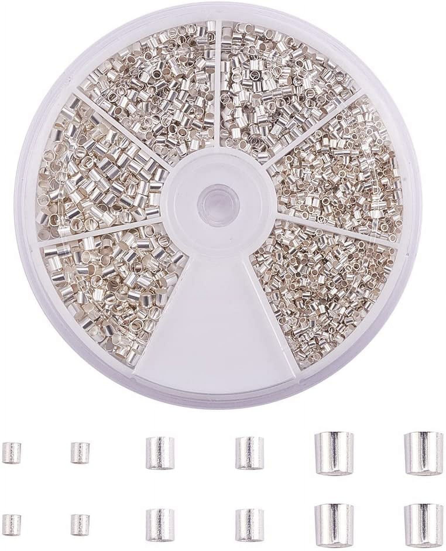 3000 Pcs Crimp Tube Beads Brass Tube Crimp End Spacer Beads Cord End ...