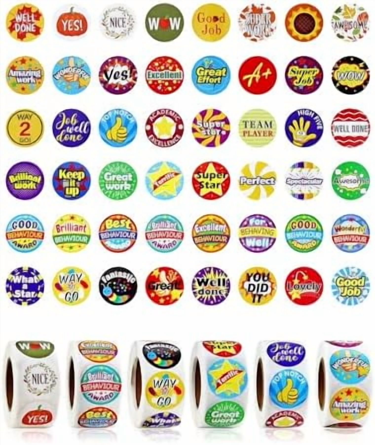 3000 Pcs Reward Stickers for Teachers, 6 Rolls of Motivational Stickers ...
