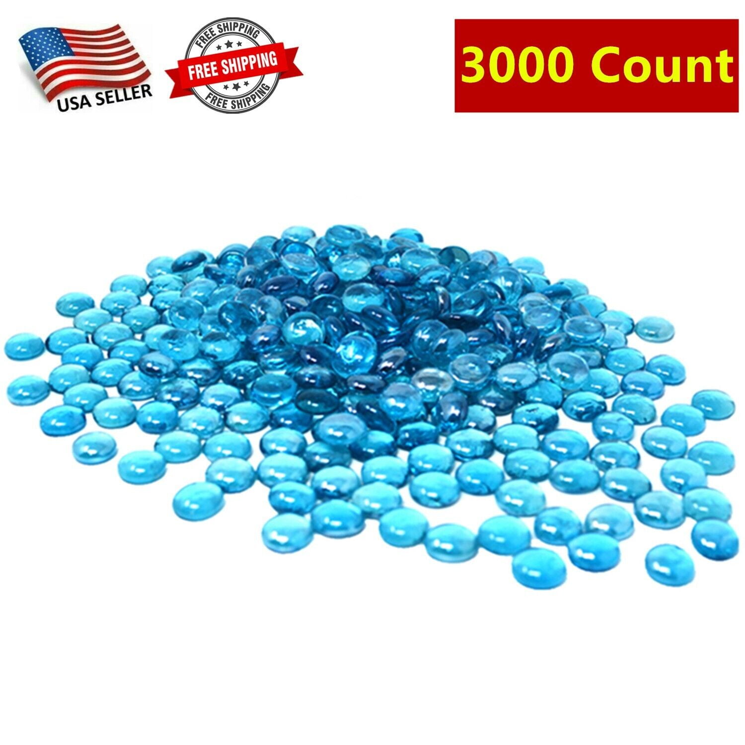3000 Pcs Wholesale Ocean Blue Glass Gems, Pebbles, Marble Vase Filler ...