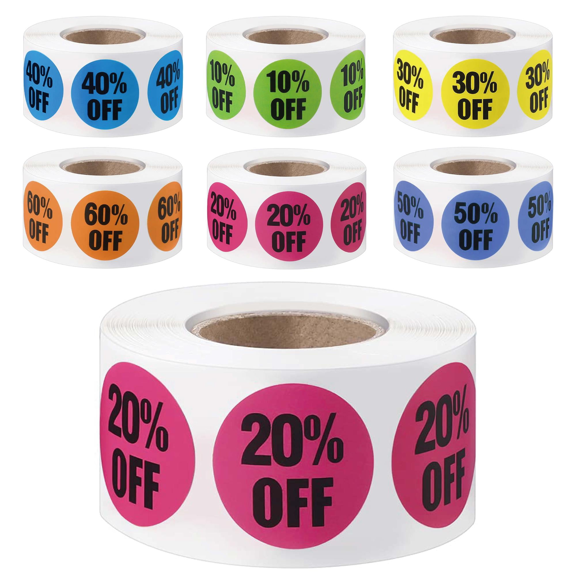 3000 Pieces Percent Sticker 10 to 60 Percent Stickers Labels Adhesive ...