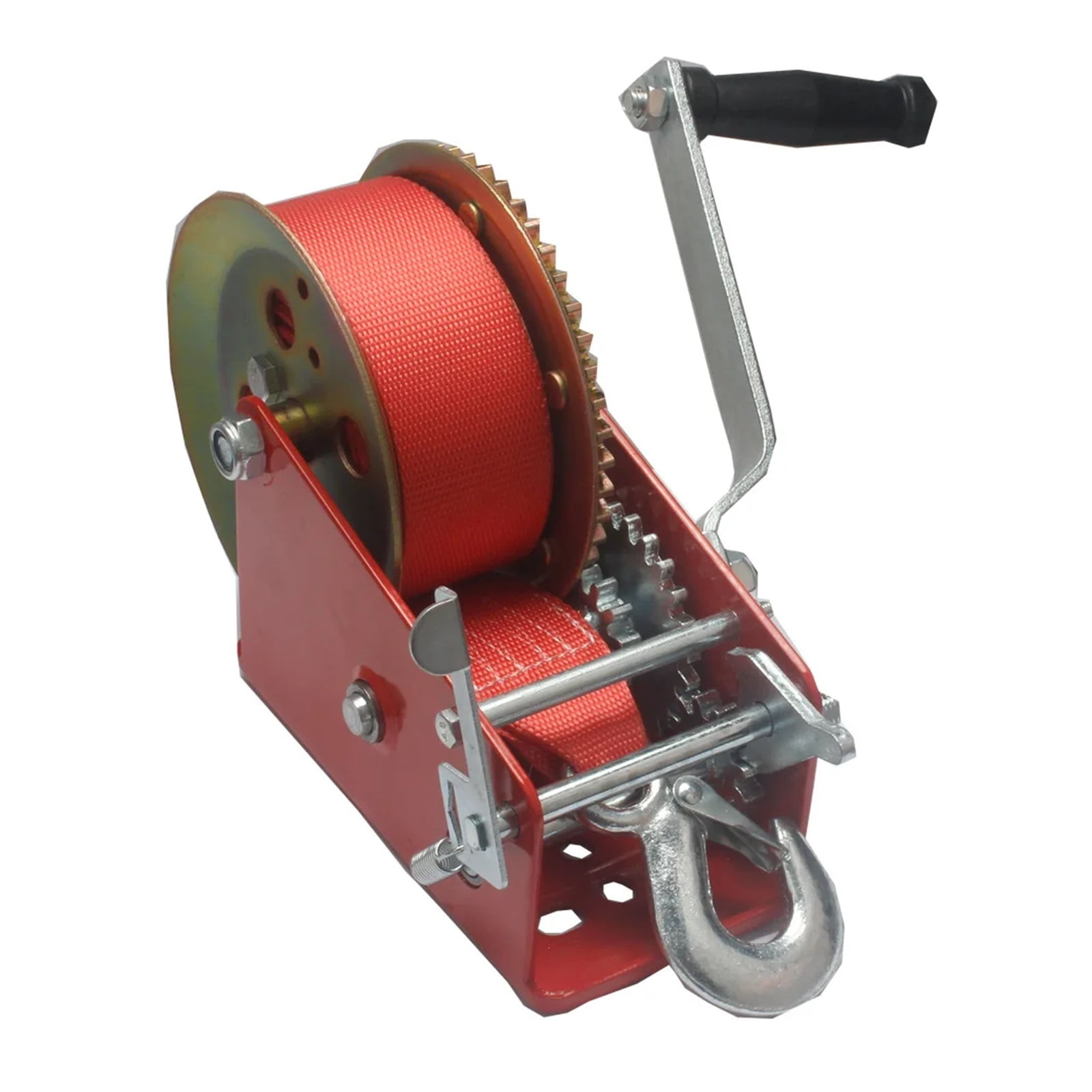 3000 Pound Hand Winch Manual Winch, Spray-moulded Red Coloured ...
