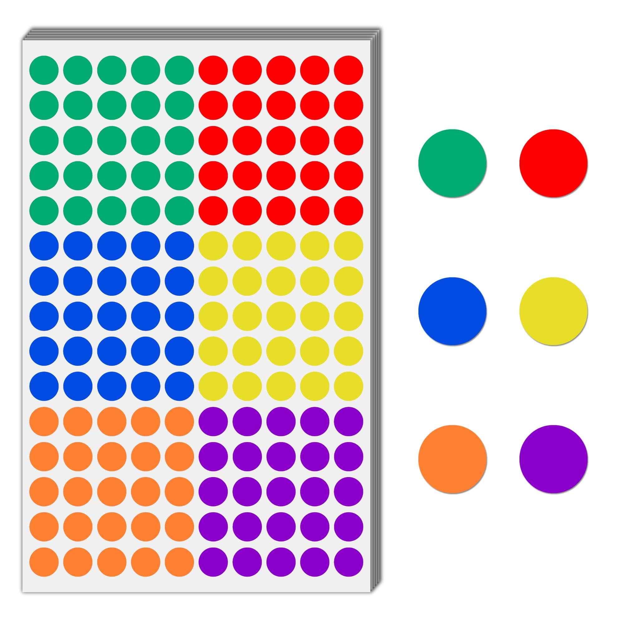 3000 Small Round Labels, 1/2 Inch Dot Stickers, 6 Bright Colors, Self ...