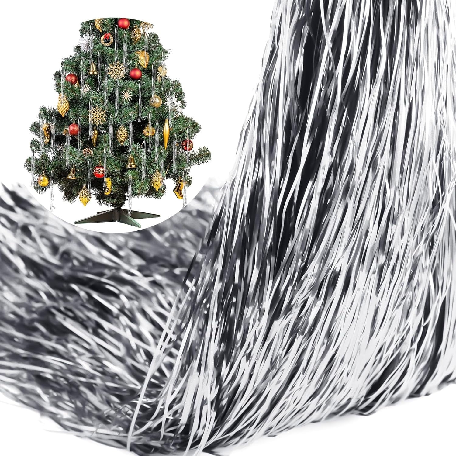 3000 Strands Christmas Icicle Tinsel,Bexikou Christmas Tree Foil ...