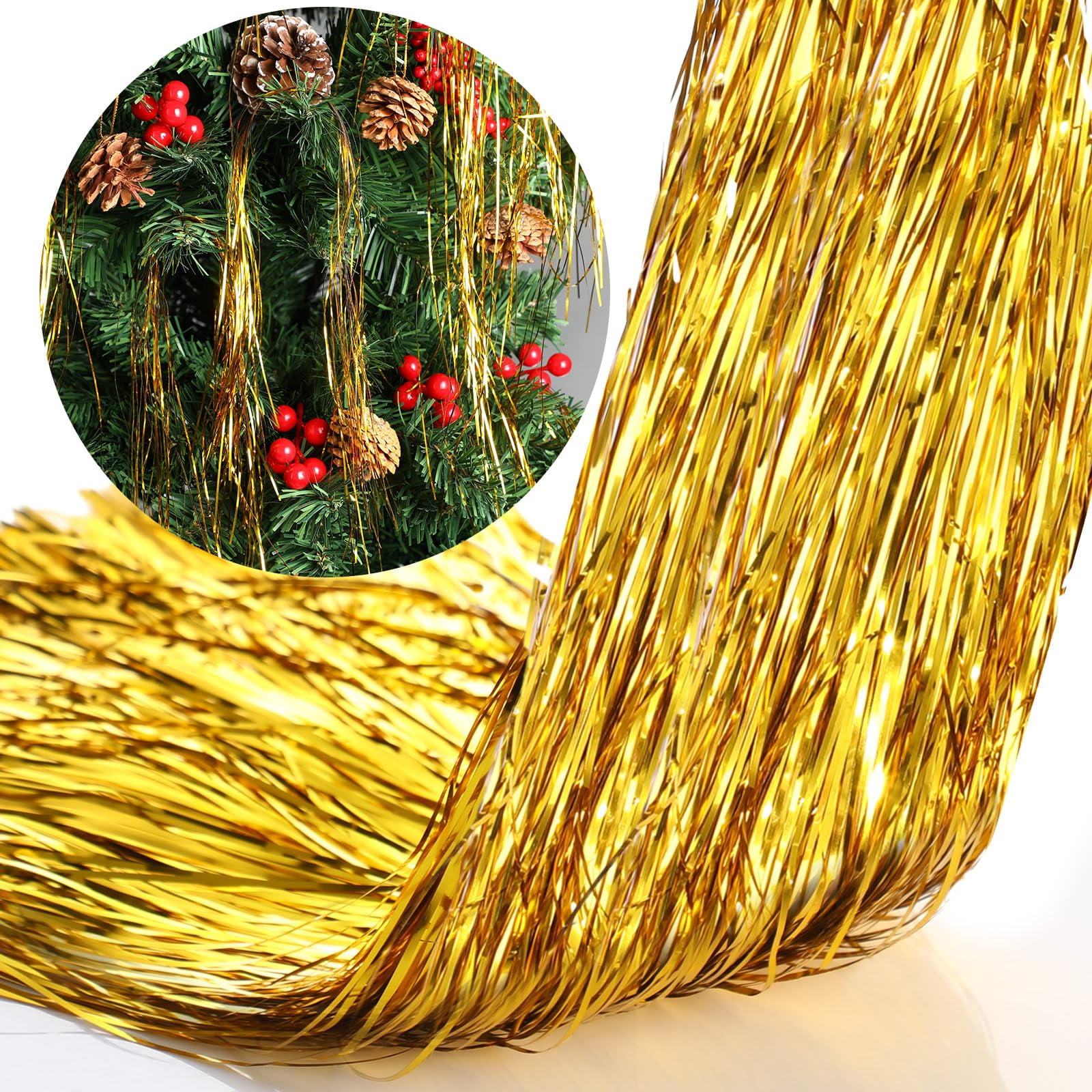 3000 Strands Tinsel Icicles Christmas Tree Tinsel Foil Fringe Hanging ...