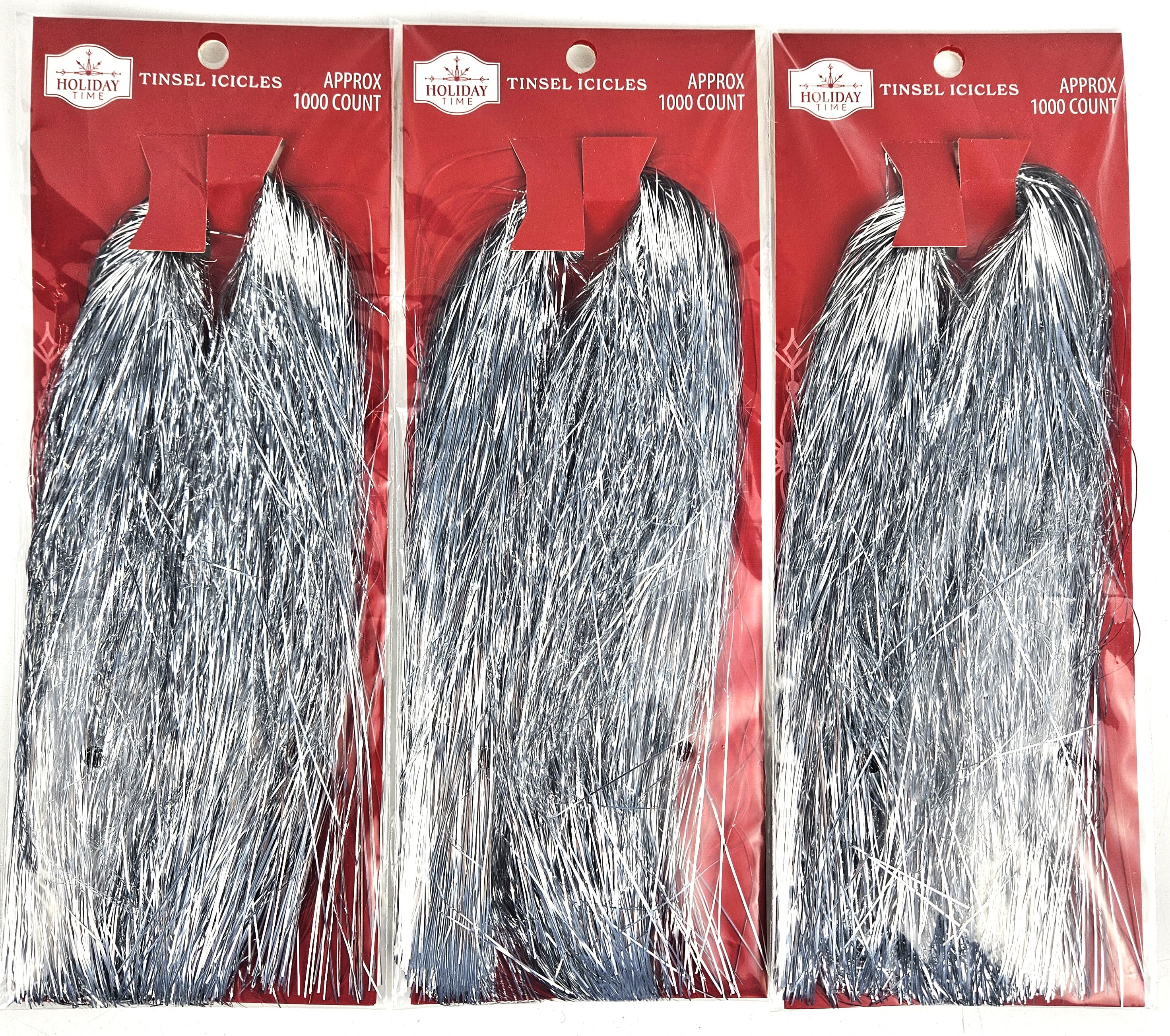 3000 Strands of Metallic Silver Christmas Tinsel Icicles Shimmer Decor ...