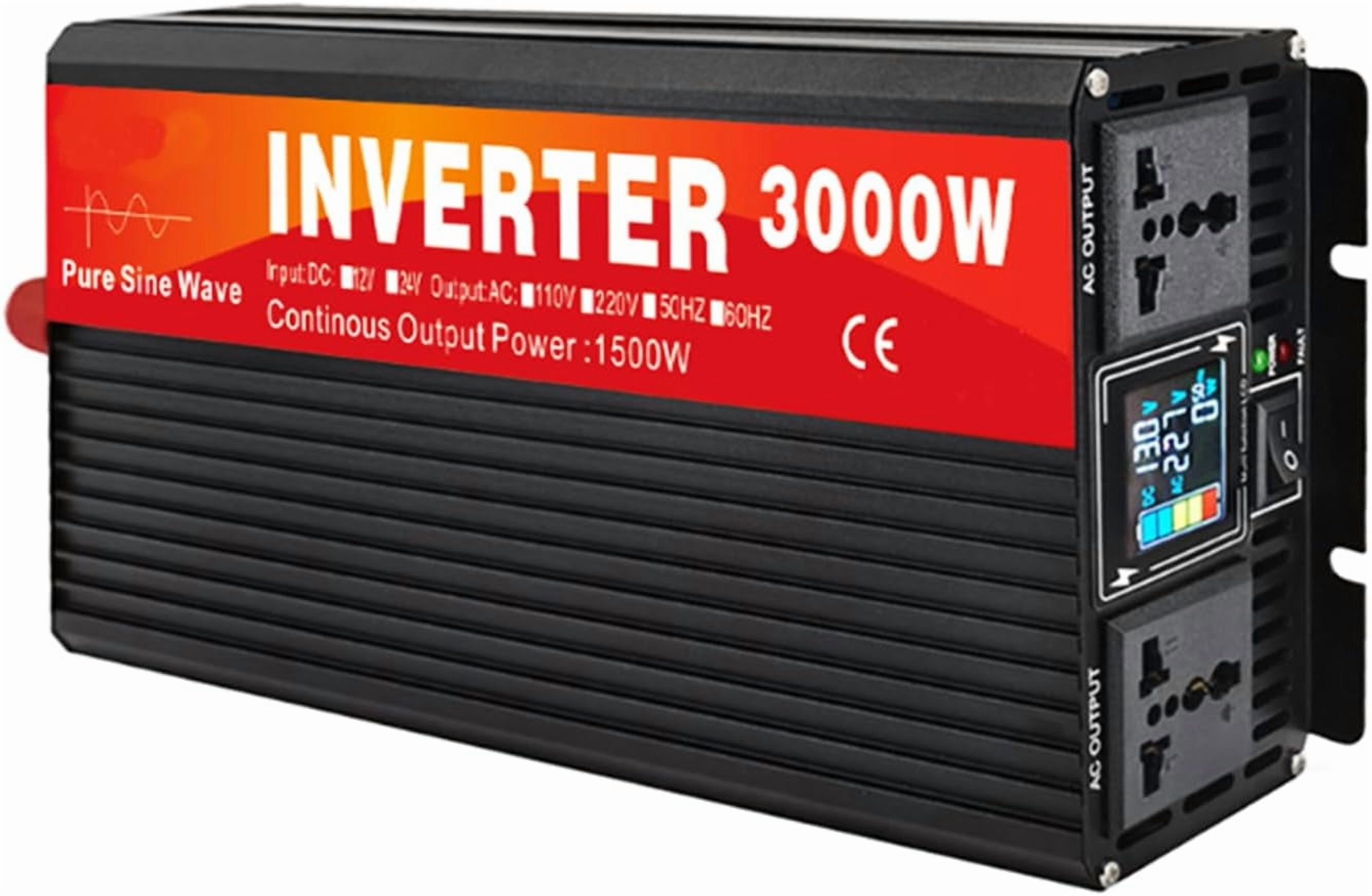 3000 Watt Pure Sine Wave Inverter,DC 12V24V to AC 110V/220V Pure Sine ...