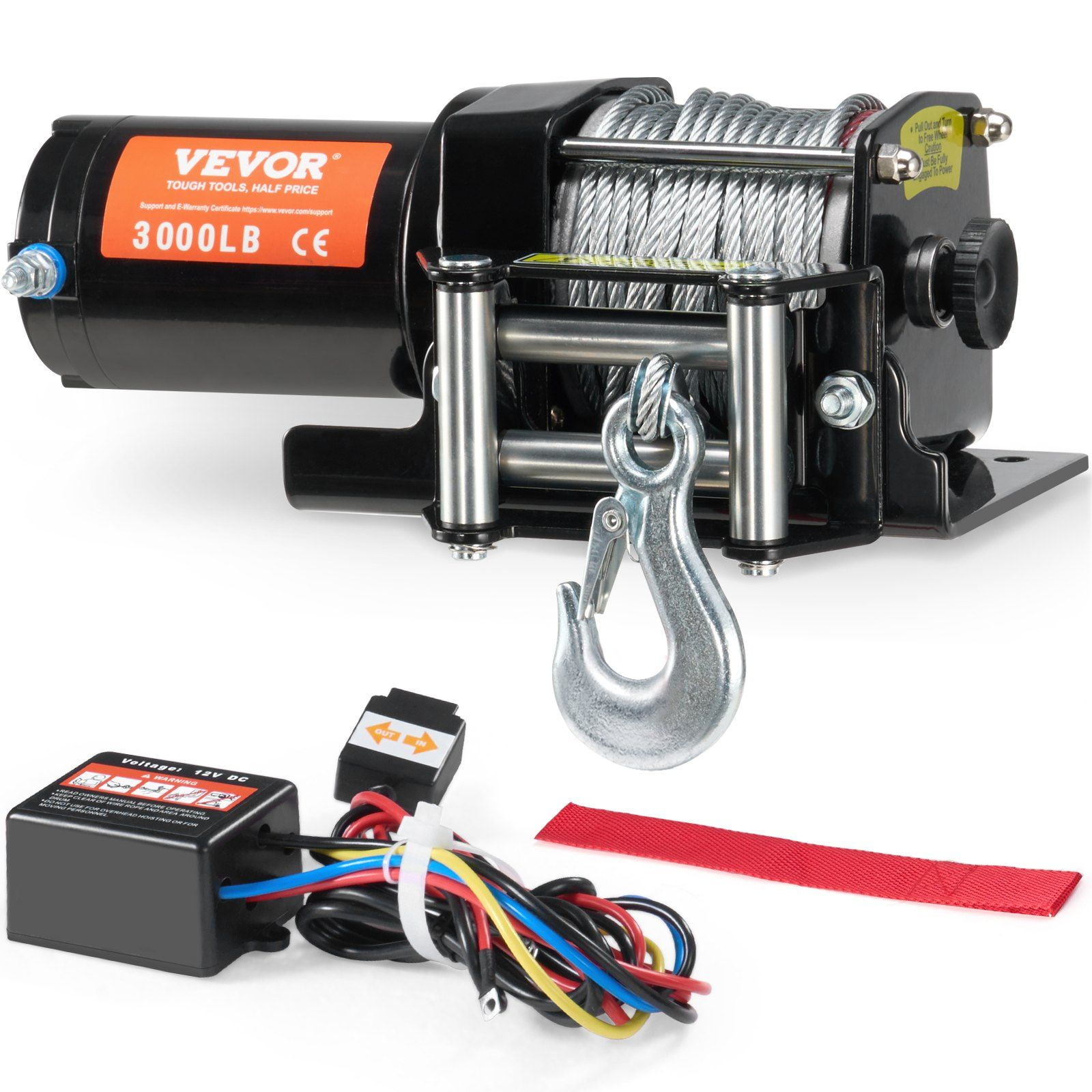 3000 lb Electric Winch 12V DC ATV UTV Winch with 3/16 in x 39 ft Steel ...
