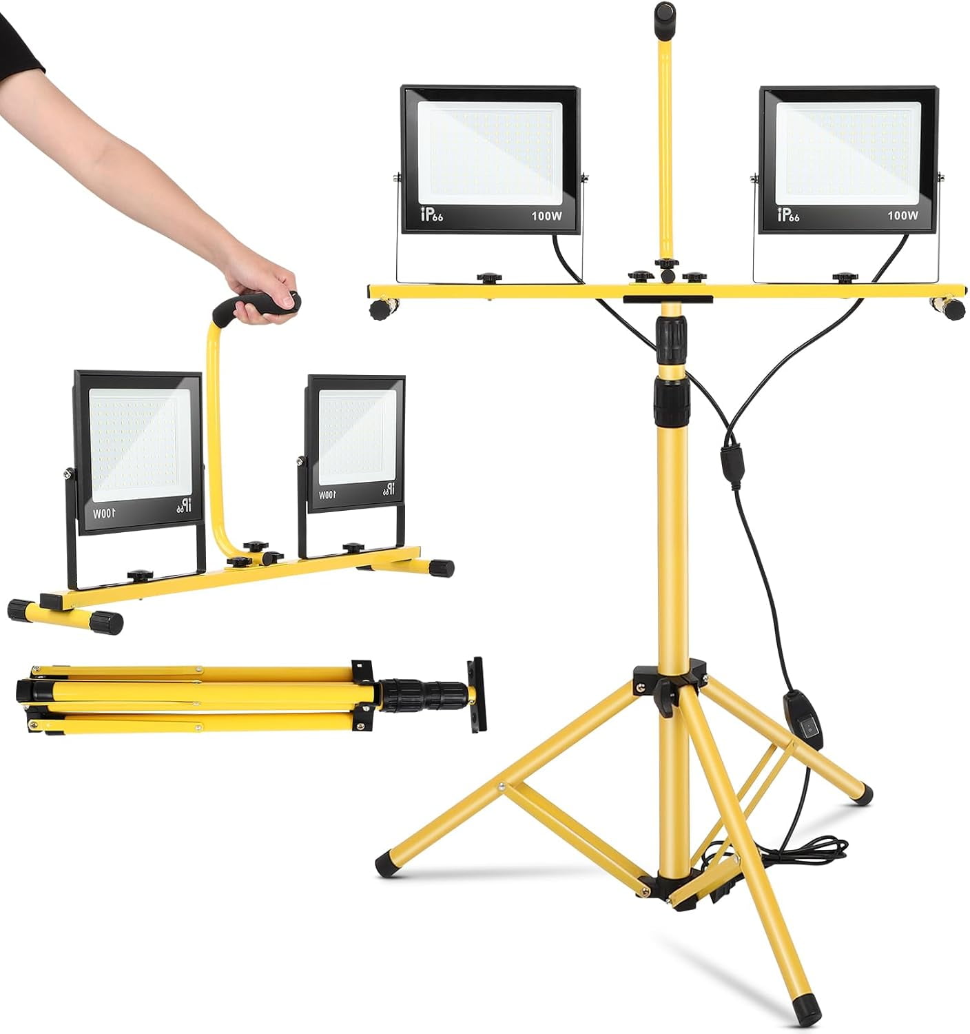 30000 Lumen LED Work Lights with Stand, Portable 2 Head Work Light ...