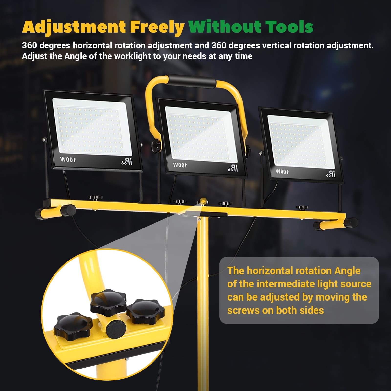 30000 Lumen LED Work Lights with Stand, 3 Head Work Light, Foldable ...