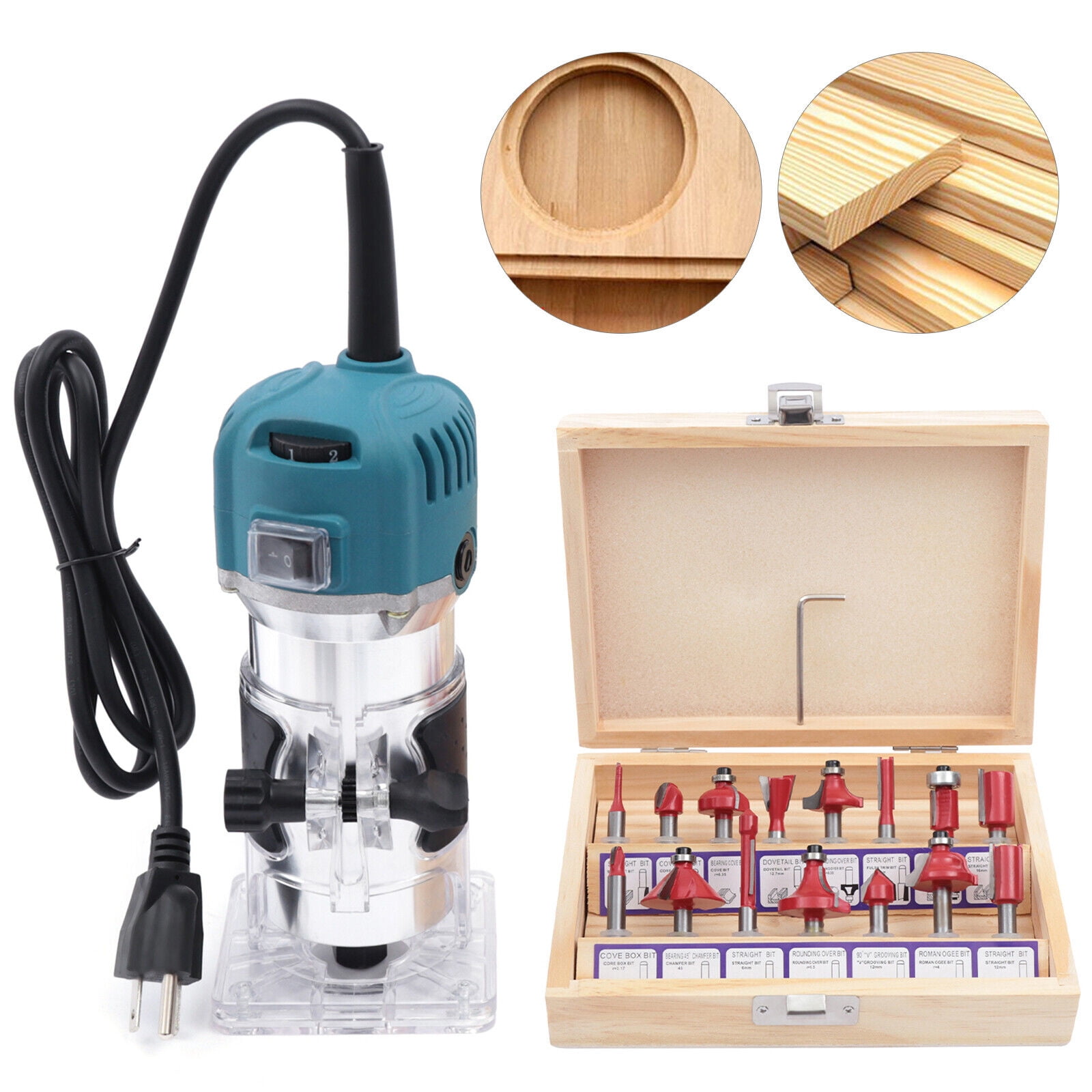 30000 RPM Electric Handheld Trimmer, 800W Woodworking Router, 6-Speed ...