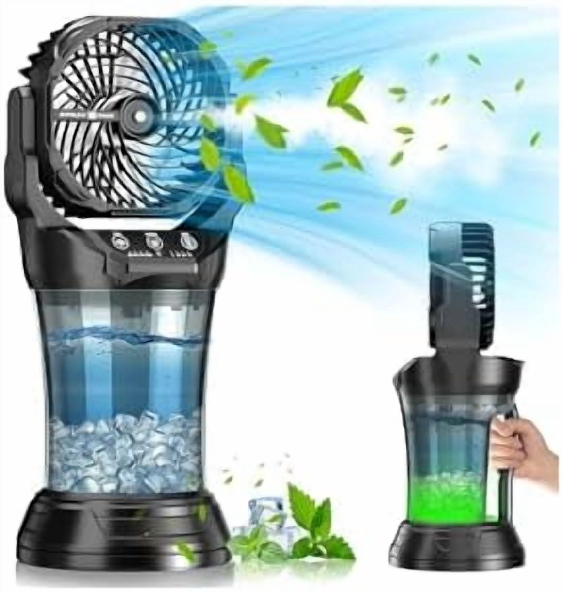 30000 mAh Portable Misting Fan with RGB Ambient Light, 2000 mL Water ...
