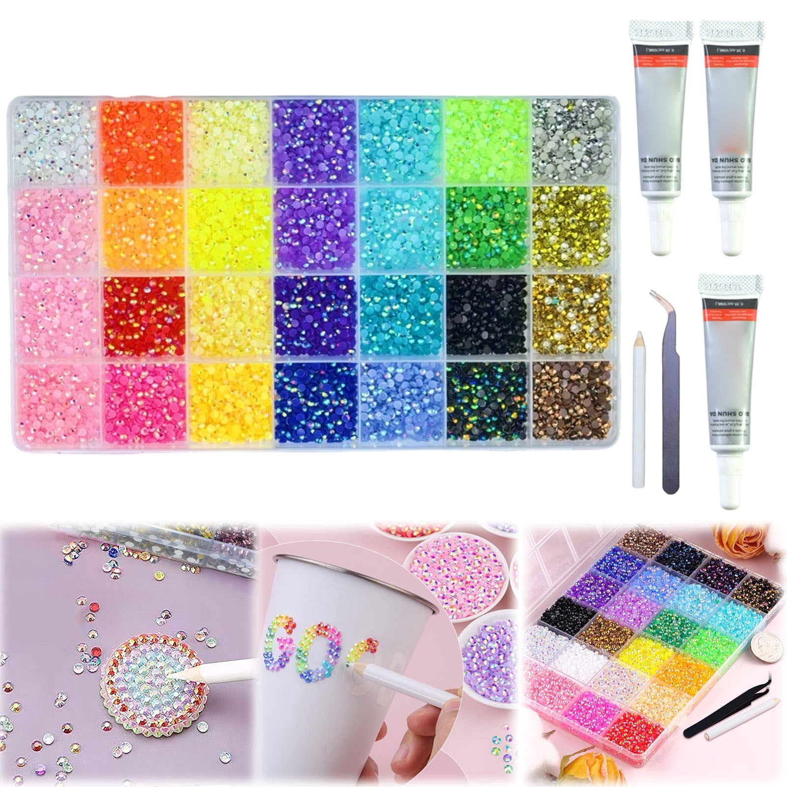30000Pcs Resin Jelly Rhinestones for Bedazzling, Colorful DIY Resin ...