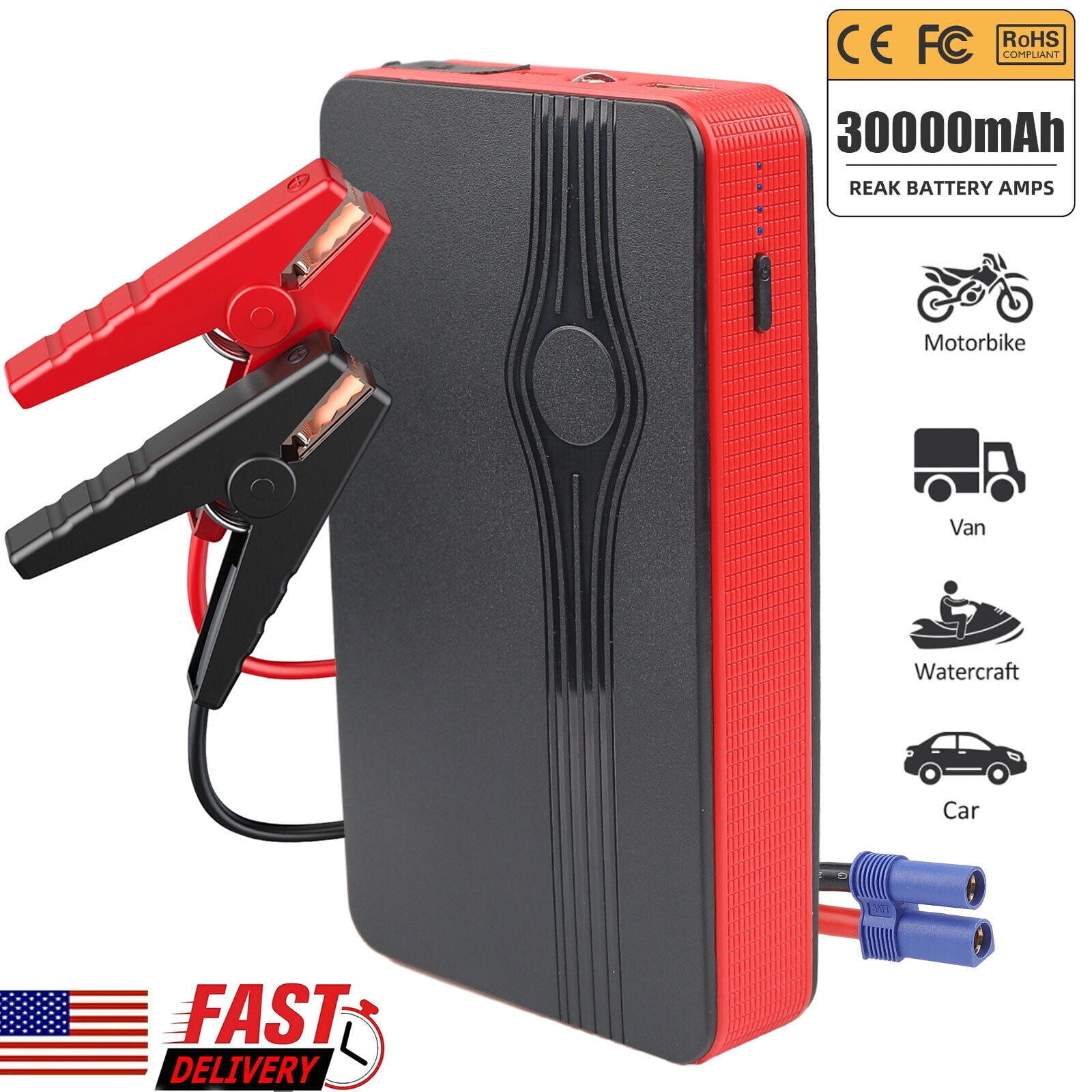 Audessy 30000mAh Portable Car Jump Starter, Lithium Battery Jumper Pack ...