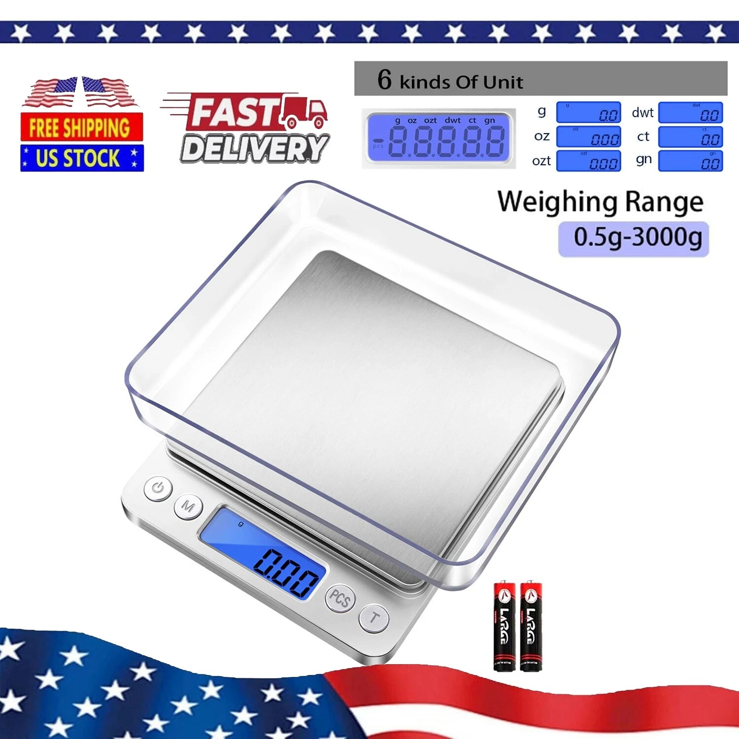 3000G/0.1G Small Digital Kitchen Food Diet Electronic Weight Scale ...