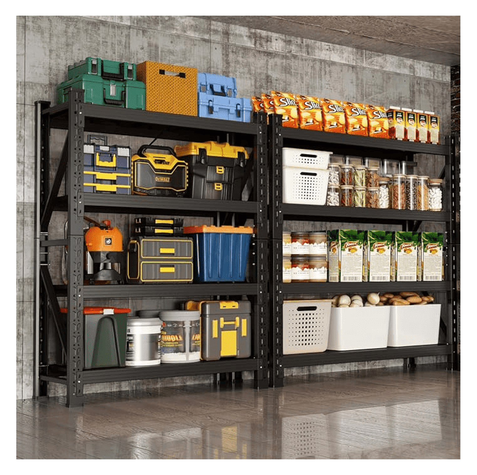 3000LBS Heavy Duty Storage Shelves, 63"H Metal Garage Shelving, 4-Tier ...