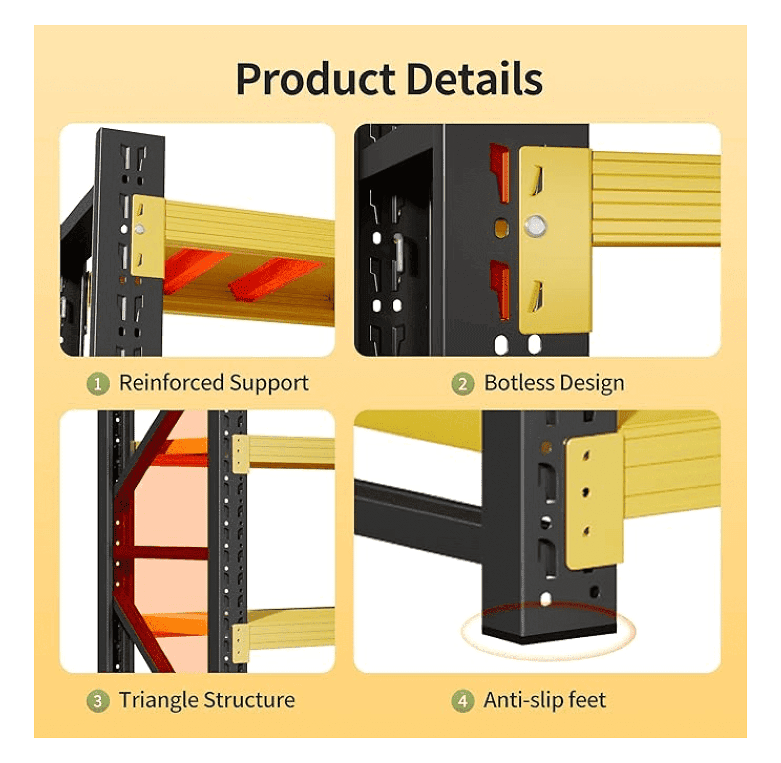 3000LBS Heavy Duty Storage Shelves,63"HMetal Garage Shelving, 4-Tier ...
