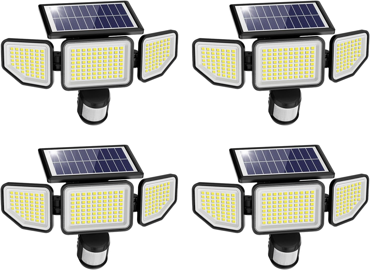 3000LM Solar Lights Outdoor, 3 Heads Security Lights with Remote Control, IP65 Waterproof Motion ...
