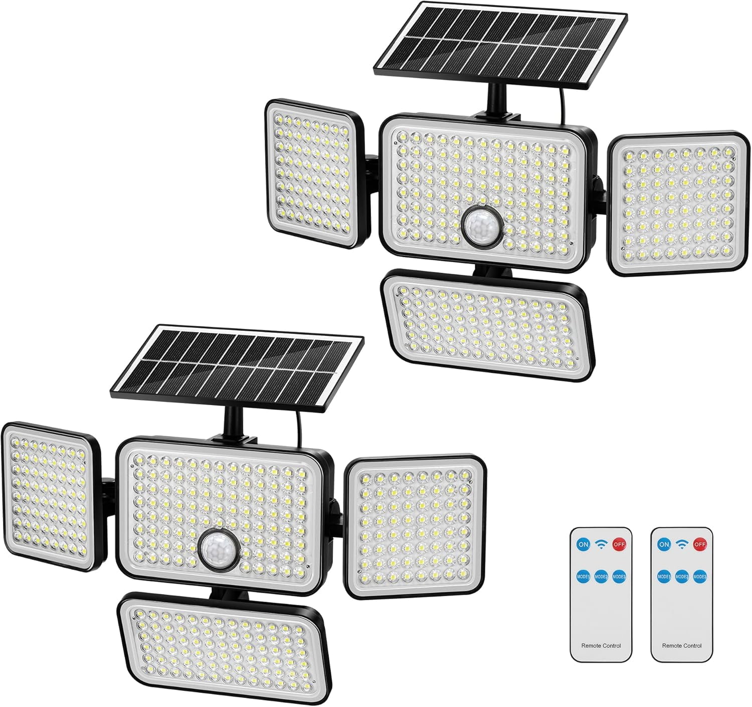 3000Lumen Solar Flood Lights Outdoor, 4 Heads 6500K Motion Sensor Light ...