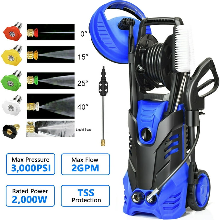 3000PSI Electric High Pressure Washer Machine 2 GPM 2200W w Deck Patio Cleaner
