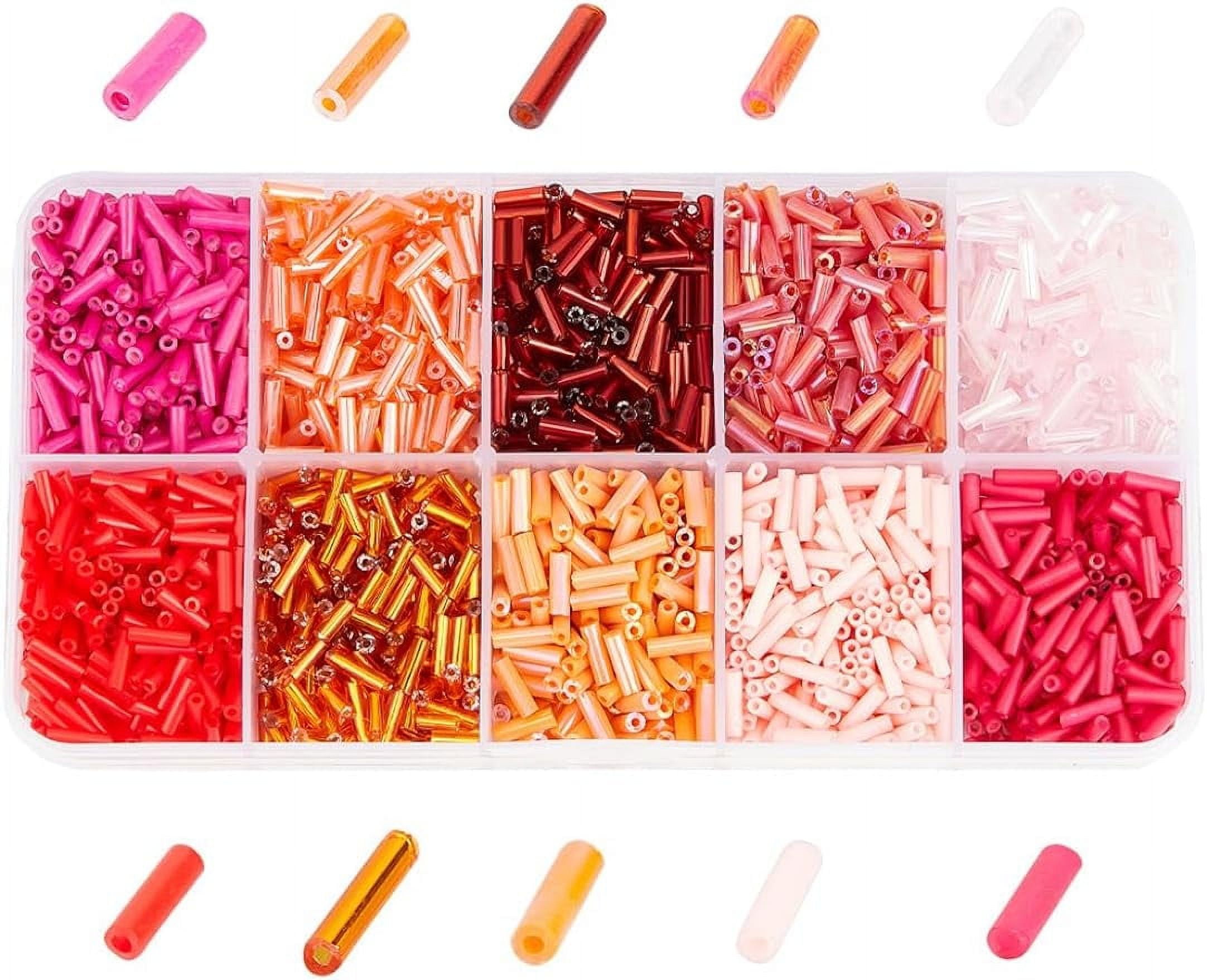 3000Pcs 10 Colors Glass Bugle Beads Mixed Color Screwy Bugle Beads Long ...