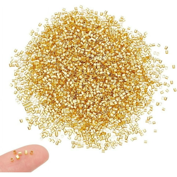 3000Pcs Tube Crimp Beads 1.5mm Diameter Golden Crimping Bead Cord End Caps Loose Stopper Beads ...