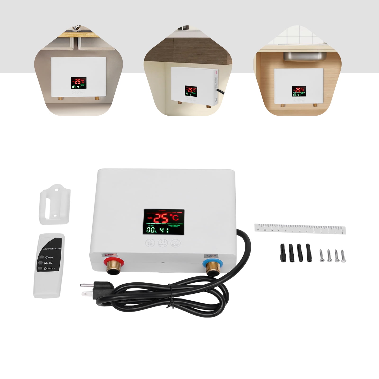 3000W 110V Electric Tankless Instant Hot Water Heater Digital Display W ...