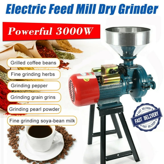 LiGuVCY 3000W 110V Heavy Duty Electric Grain Mill with Funnel Corn ...