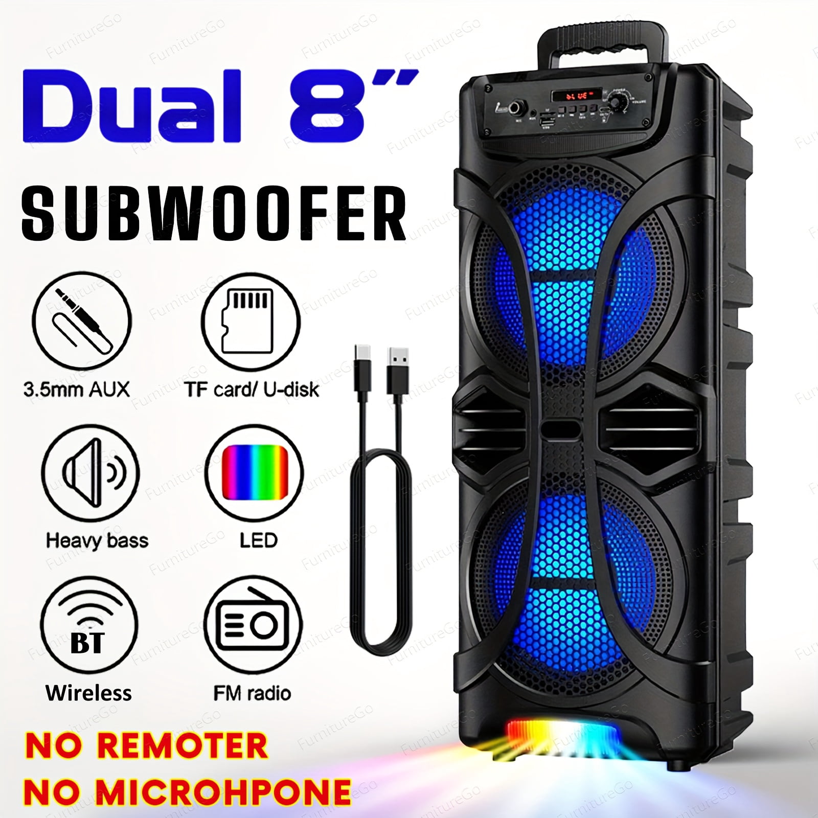 3000W Bluetooth PA Speaker with Dual 6.5" Woofers - Wireless Karaoke ...