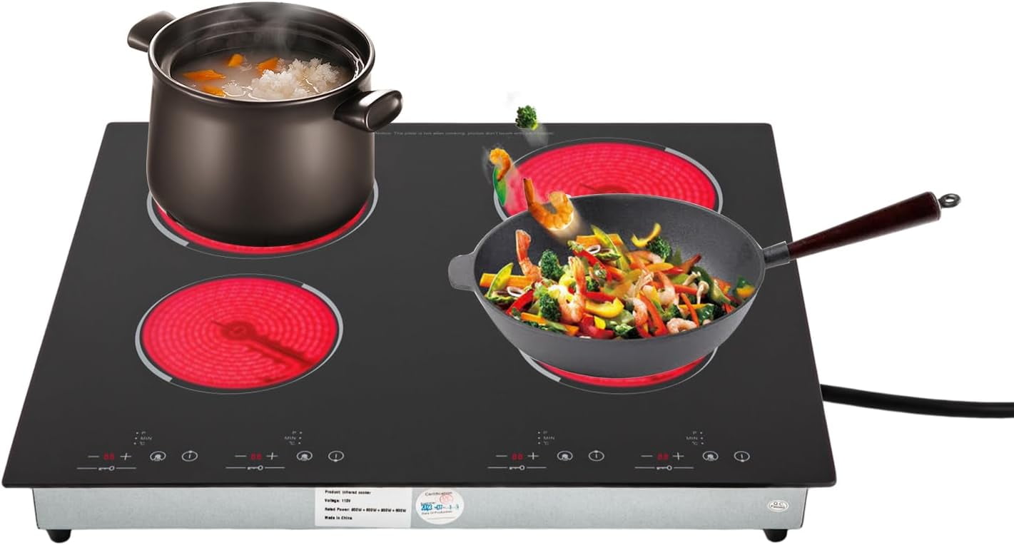 3000W Electric Cooktop, Sensor Touch Control Countertop Electric Hot ...