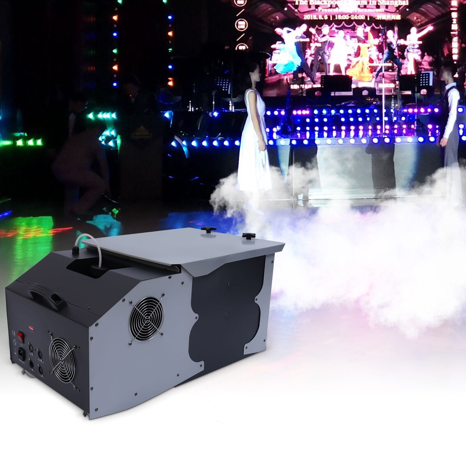 3000W Lying Smoke Fog Machine Fog Effect DMX DJ Stage Party Show+Wheel ...