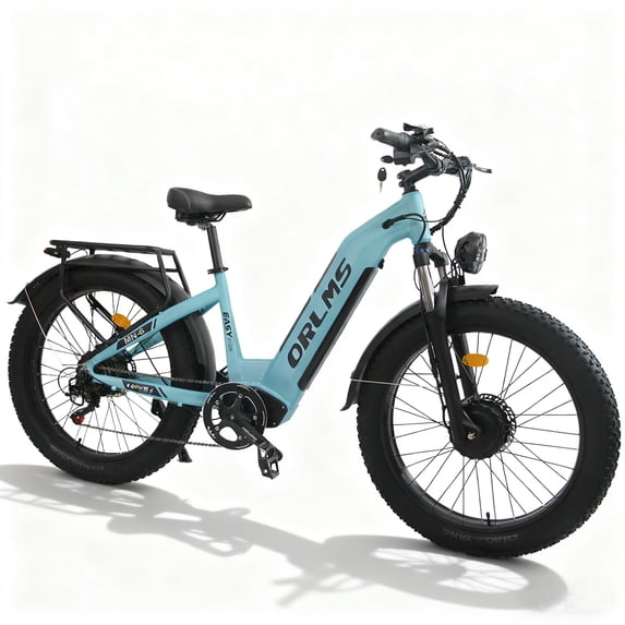 5000W Peak Dual Motor AWD Electric Bike, 52V 23AH 7-Speeds 40MPH 26 ...