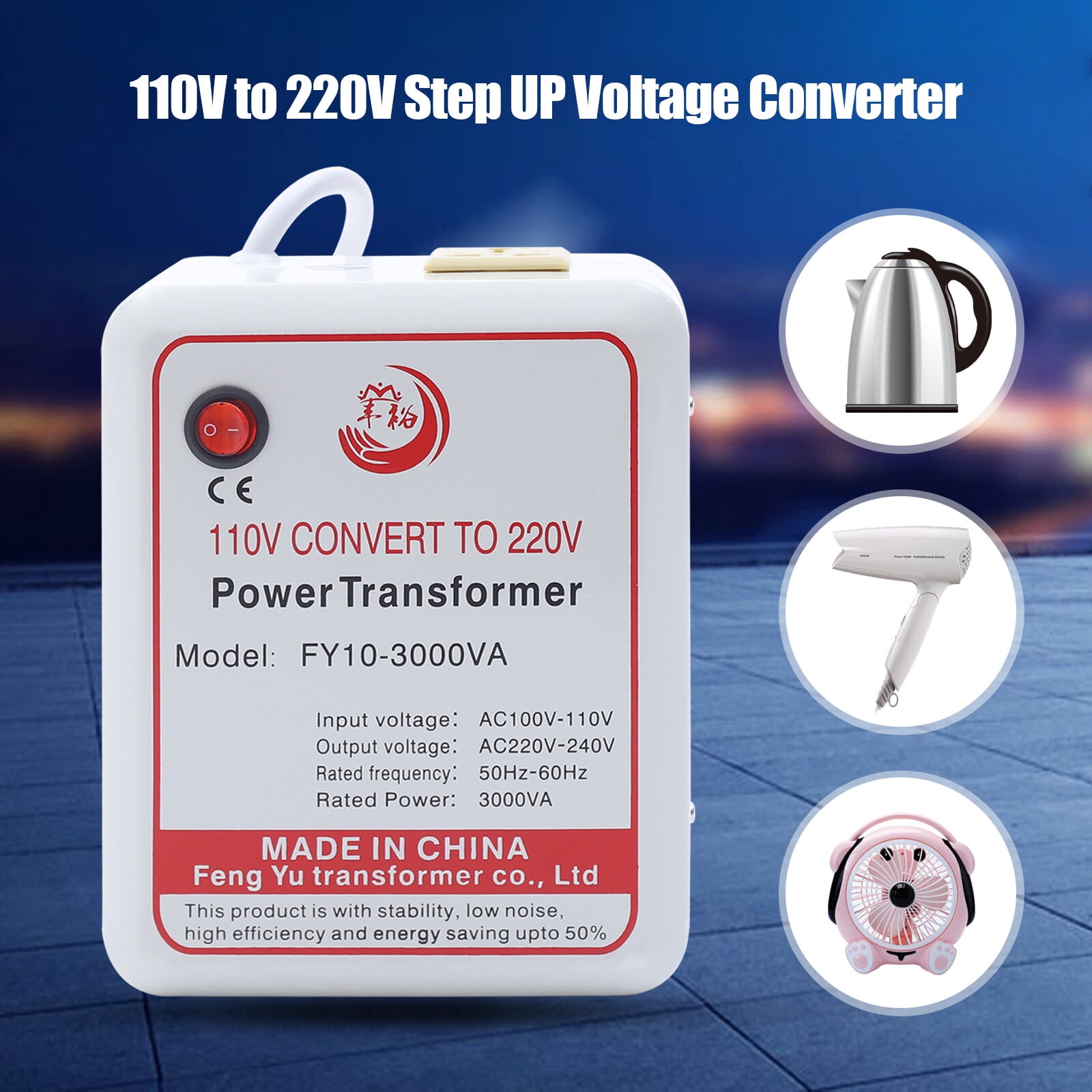 3000W Power Transformer Step Up Voltage Converter Adapter 110V-120V to ...