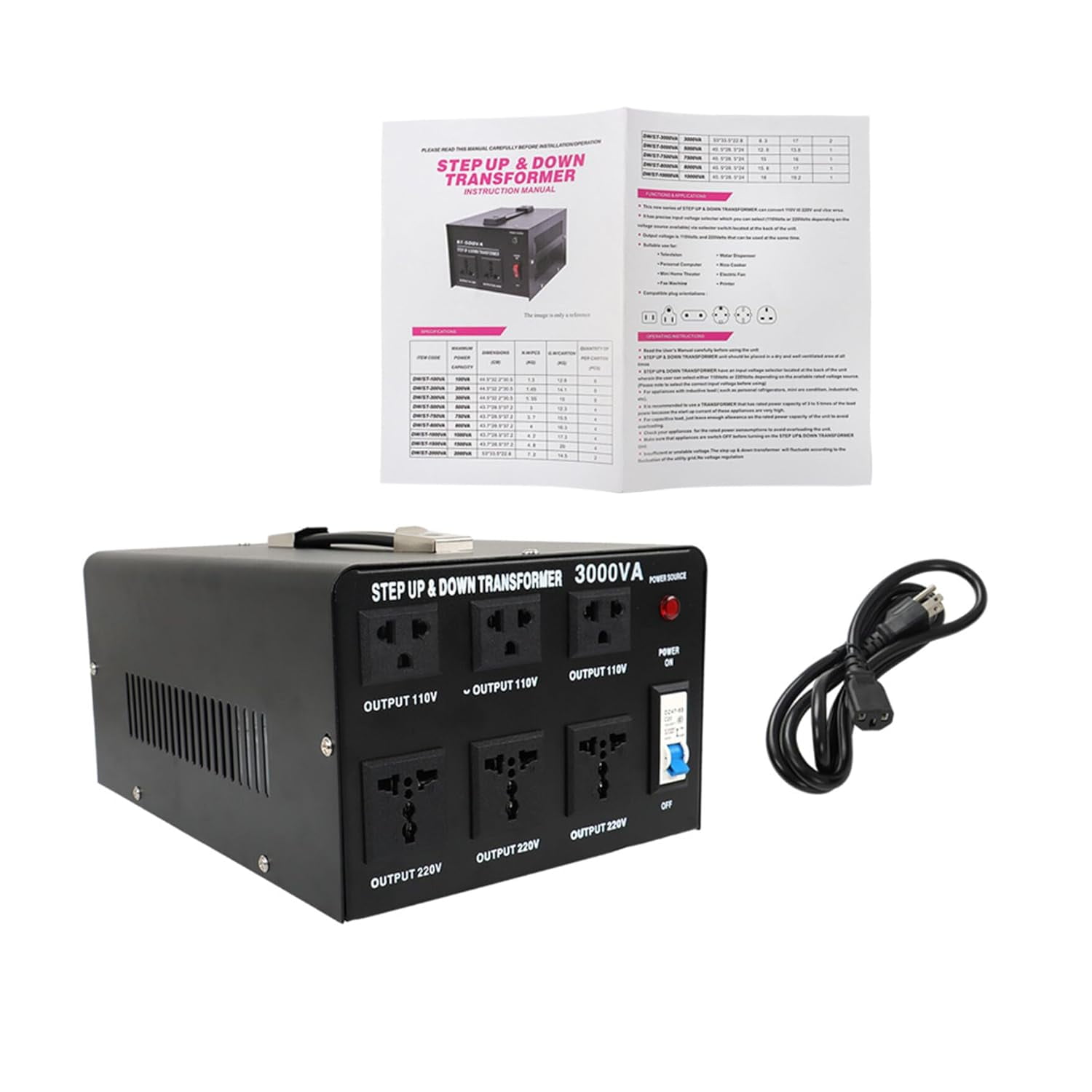 3000W Step-Up/Step-Down Transformer 110-120 Volt to 220-240 Volt / 220 ...