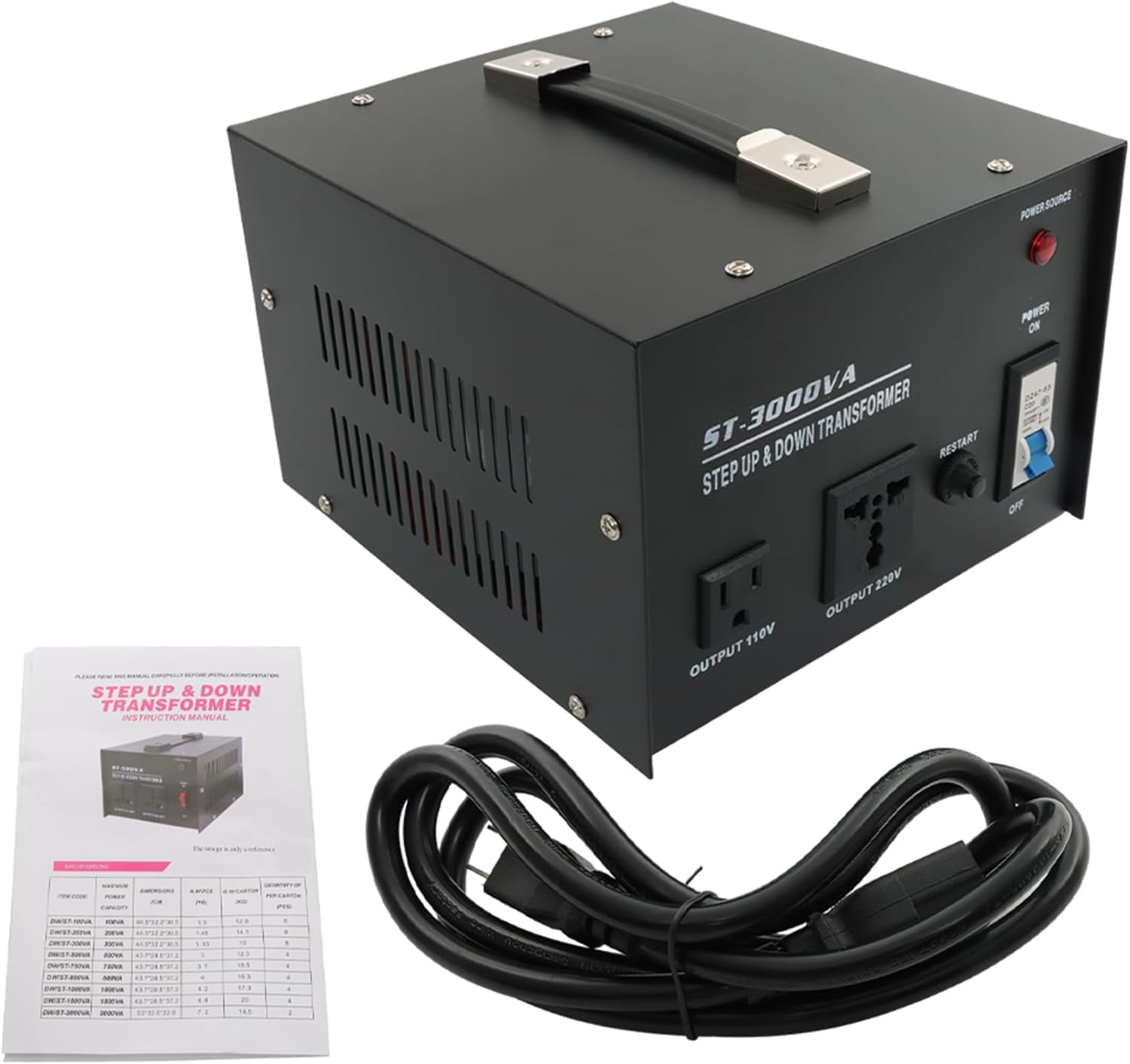 3000W Step-Up/Step-Down Transformer 110 Volt to 220 Volt / 220 to 110 ...