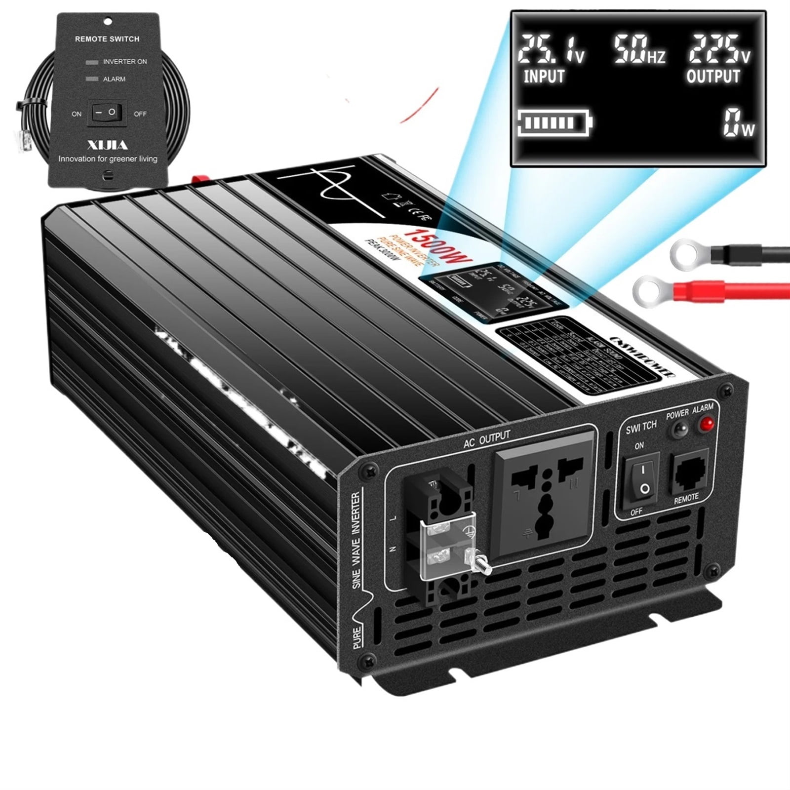 3000W pure sine wave solar power inverter DC to AC LCD screen ,Safety ...