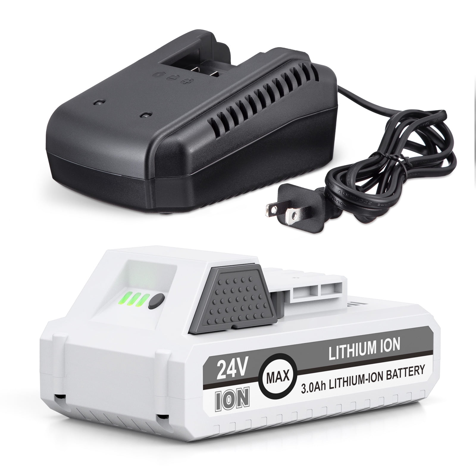 Snow Joe + Sun Joe 24V 3000mAh Lithium-ion Battery & Quick Charger for ...