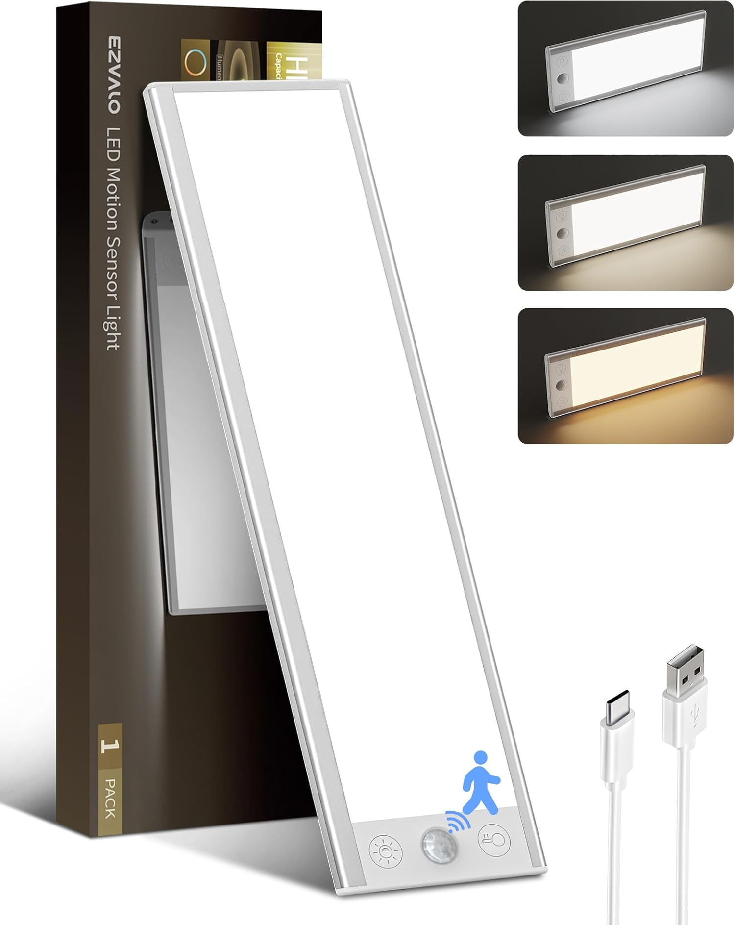 3000mAh Under Cabinet Lighting, 150LM Utral Bright Motion Sensor Light ...